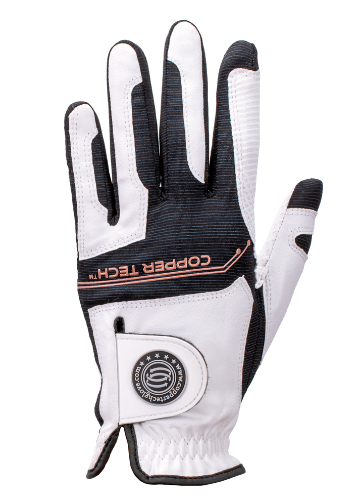 Copper Tech Golf Glove, White/Black, 2-Pack (For Men/2-Left Hand for RH ...
